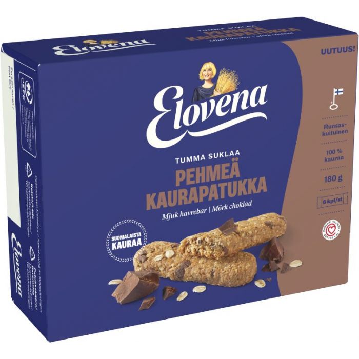 Elovena Elovena 6x30g tumma suklaa pehmeä kaurapatukka