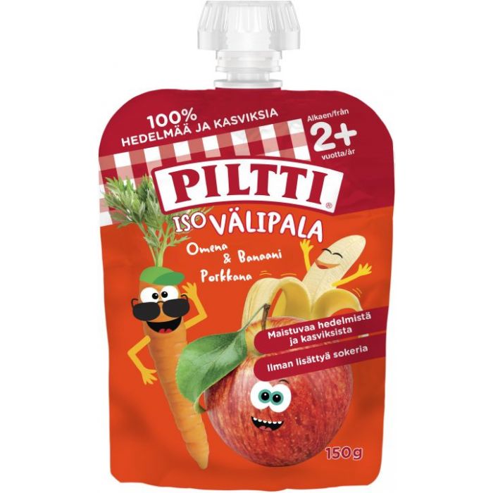 Piltti Piltti 150g Iso välipala Omena-banaani-porkkana 2+v annospussi
