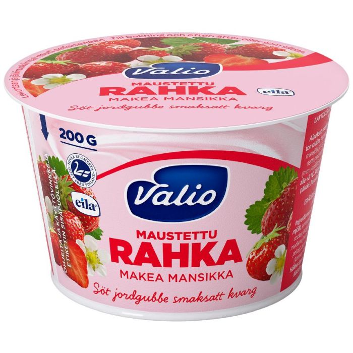 Valio Valio maustettu rahka 200 g mansikka laktoositon