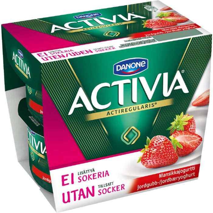 DANONE Danone Activia Mansikkajogurtti - Ei Lisättyä Sokeria 4x125g