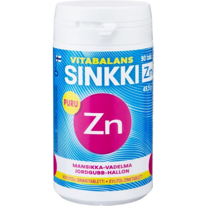 Vitabalans Sinkki Zn 90 kpl ksylitoli-sinkkitabletti mansikan ja ...