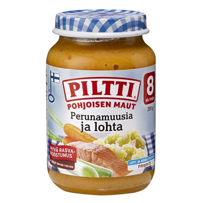 Piltti Piltti Pohjoisen maut 190g Perunamuusia ja lohta lastenateria 8kk