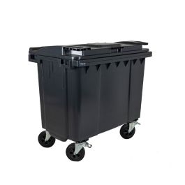 HELESI Jäteastia 660, 4 pyörää 200 mm, 2 lukittavaa, harmaa