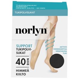 Norlyn Support 40 den tukipolvisukat, mustat