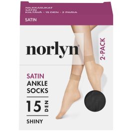 Norlyn Satin 15 den nilkkasukat 2 paria, mustat