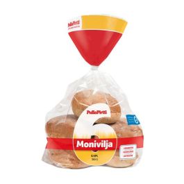 Pulla-Pirtti Pulla-Pirtti Moniviljasämpylä 6/360g halkaistu lisäaineeton laktoositon ...