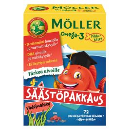 Möller Omega-3 Pikkukalat säästöpakkaus vadelmainen pehmeä pureskeltava